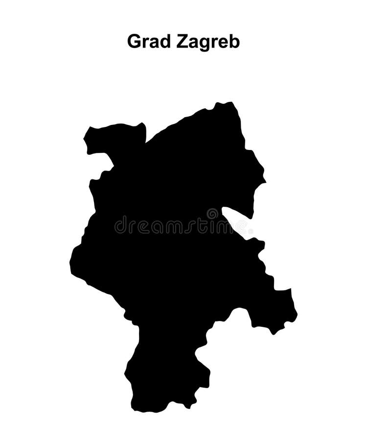 Grad Zagreb outline map stock vector. Illustration of boundary - 360355597