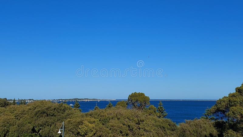 Gradation of Blue Sky and the Beach and Green Trees Stock Photo - Image ...