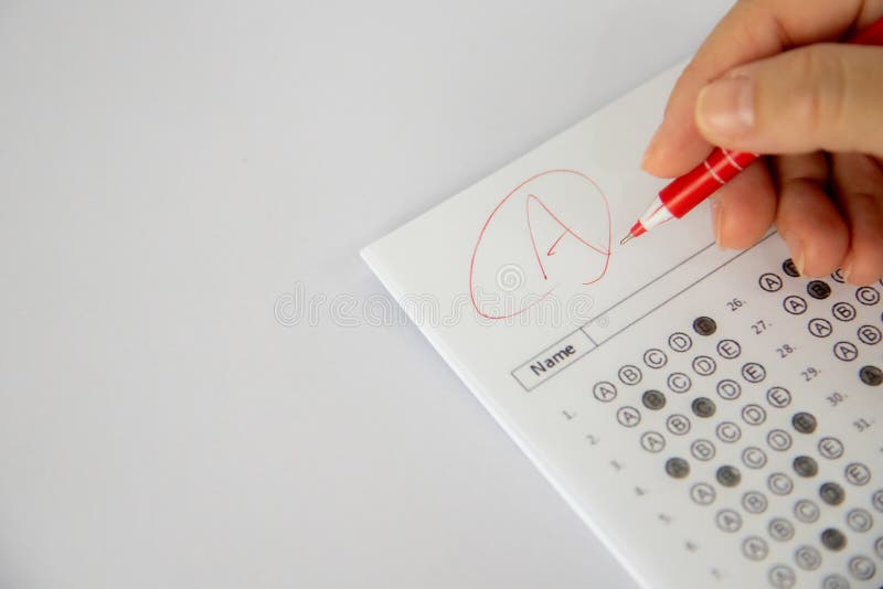 Grade a on multiple choice stock image. Image of quiz - 395751343