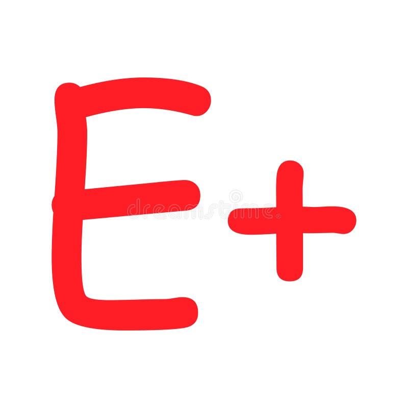 Grade Result E Minus. Hand Drawn Icon in Red Color Stock Vector ...