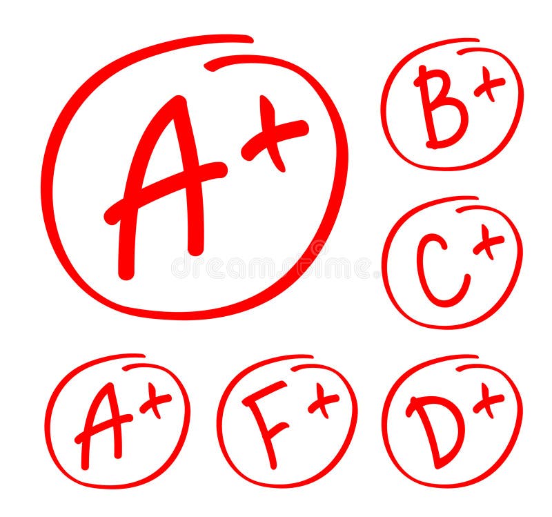 Grade Results Set. Hand Drawn Vector Grade in Red Circle Stock Vector ...
