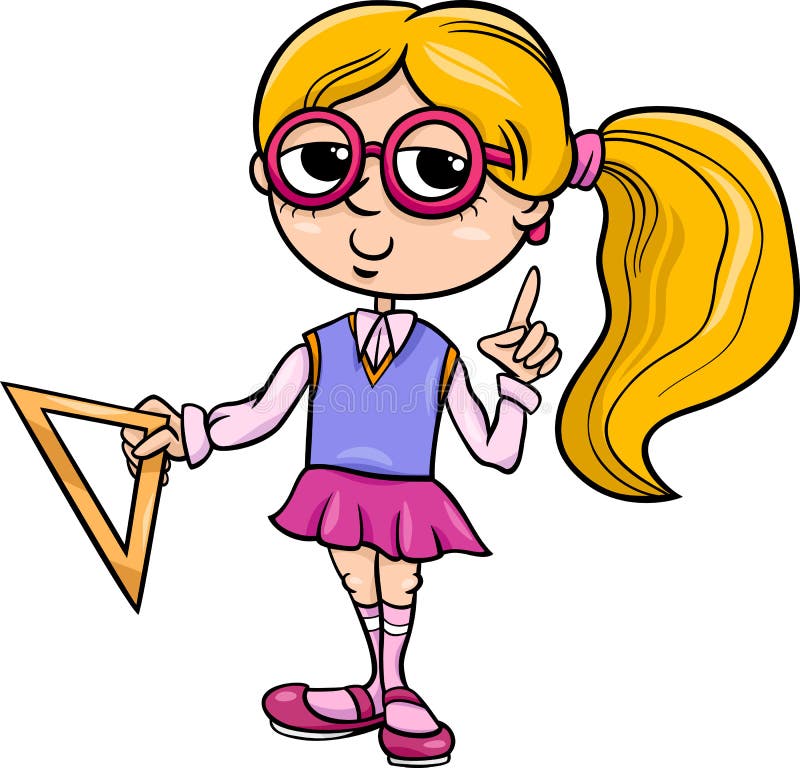 Grade School Girl Cartoon Illustration Stock Vector - Illustration of ...