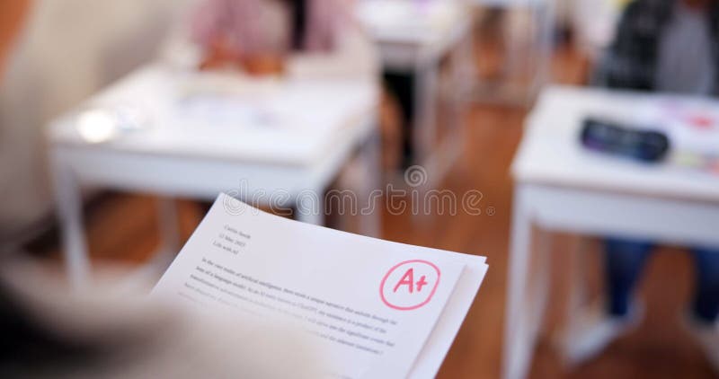 Grade, School and Teacher with Results, Closeup and Academic with ...