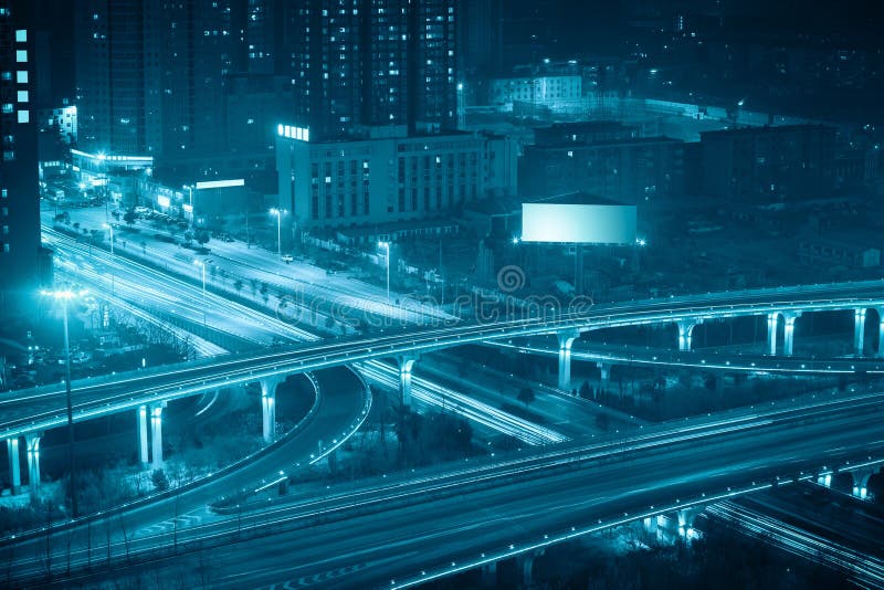 Grade Separation Bridge at Night in Xian Stock Image - Image of travel ...