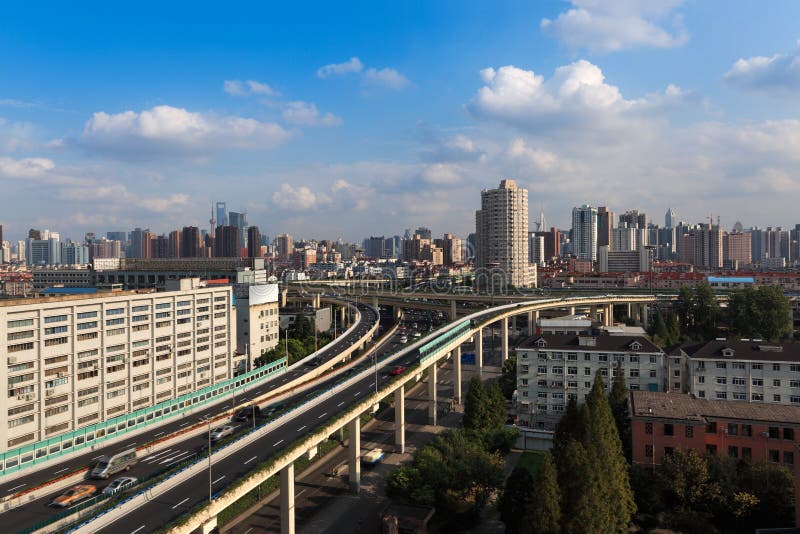 The Grade Separation Bridge in Shanghai Stock Image - Image of flyover ...
