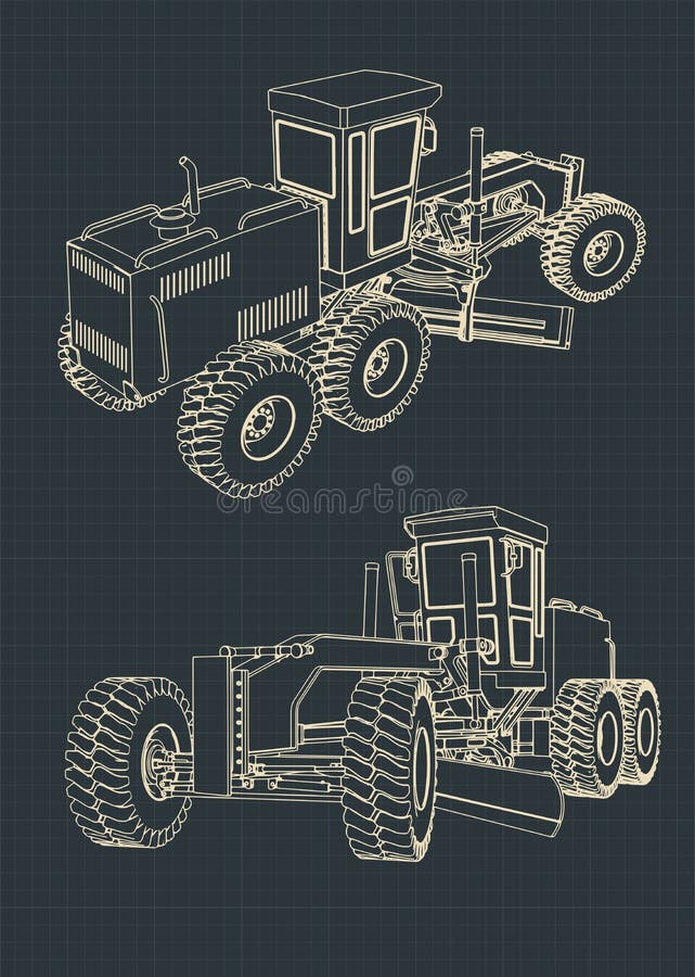Road Grader Color Blueprints Stock Vector - Illustration of road ...
