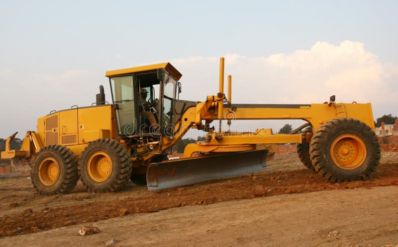 Motor Grader Working on Road Construction Stock Image - Image of ...