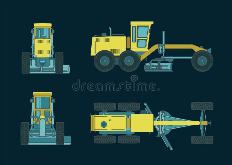 Grader Blueprints Vector Illustration Stock Vector - Illustration of ...