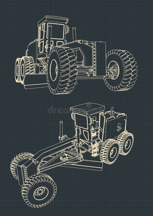 Road Grader Color Blueprints Stock Vector - Illustration of road ...