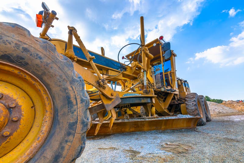 Grader On The Ground At Site Construction Stock Photo - Image of ground ...