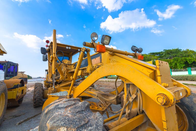 Grader on the Ground at Site Construction Stock Image - Image of ...