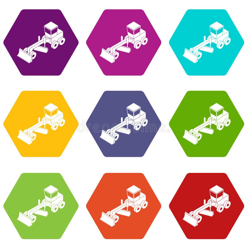 Grader icons set 9 vector stock vector. Illustration of isolated ...