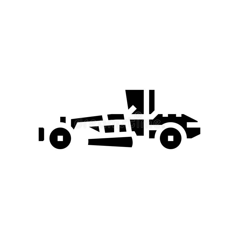 Grader Machine Construction Vehicle Glyph Icon Vector Illustration ...