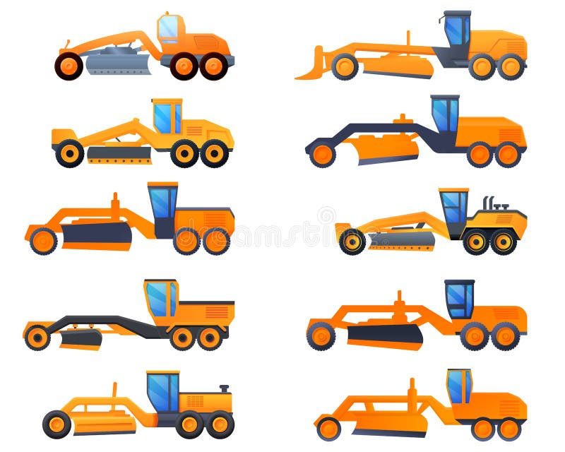 Road Grader Machine Icon, Cartoon Style Stock Vector - Illustration of ...
