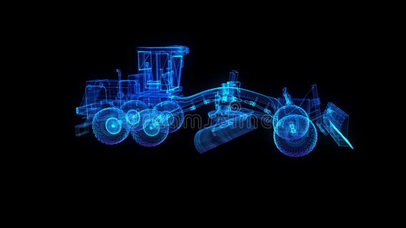 Grader. Model Tractor in Motion, Lines and Points Connected To 3d Form ...