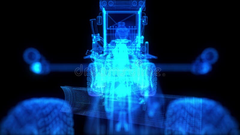 Grader. Model Tractor in Motion, Lines and Points Connected To 3d Form ...