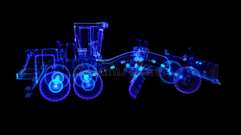 Grader. Model Tractor in Motion, Lines and Points Connected To 3d Form ...