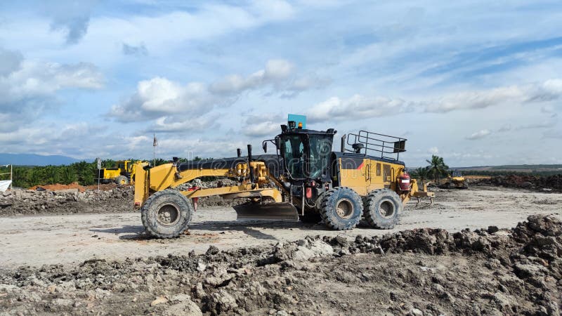 Grader Working in Coal Mine Area. Stock Photo - Image of agriculture ...