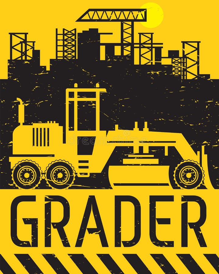 Grader Working on Road Construction at Construction Site Stock Vector ...