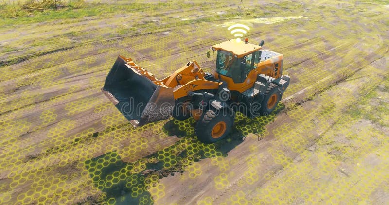 The Grader Works at the Construction Site. the Concept of a Smart ...