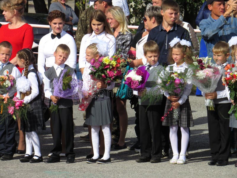 Graders First Time School Solemn Ruler First September Stock Photos ...