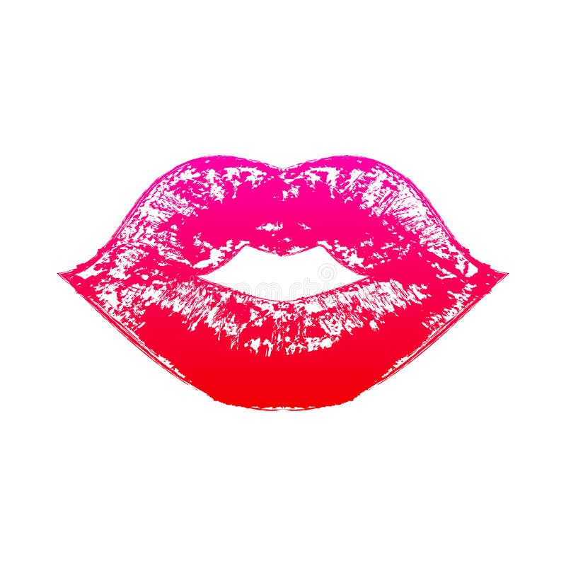 Gradiend Pink and Red Lips with Textured Distressed Effect Stock ...