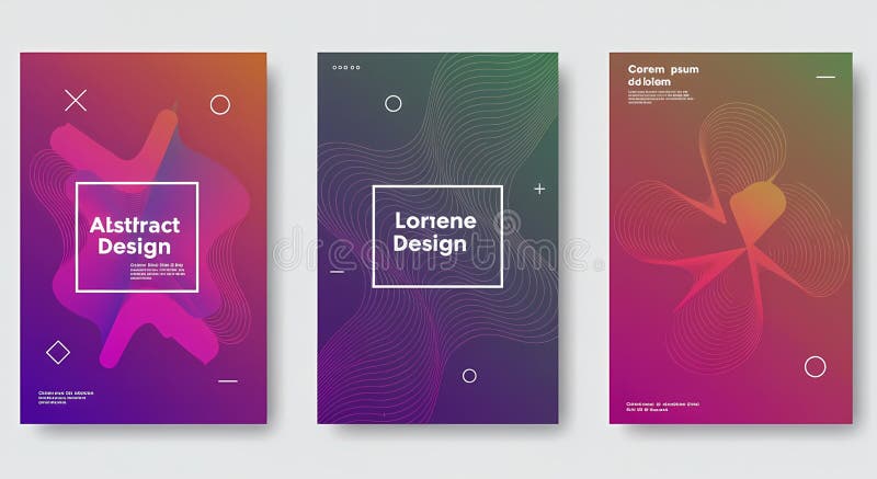 Gradient Abstract Design: Vibrant Wave & Line Art Posters Stock ...
