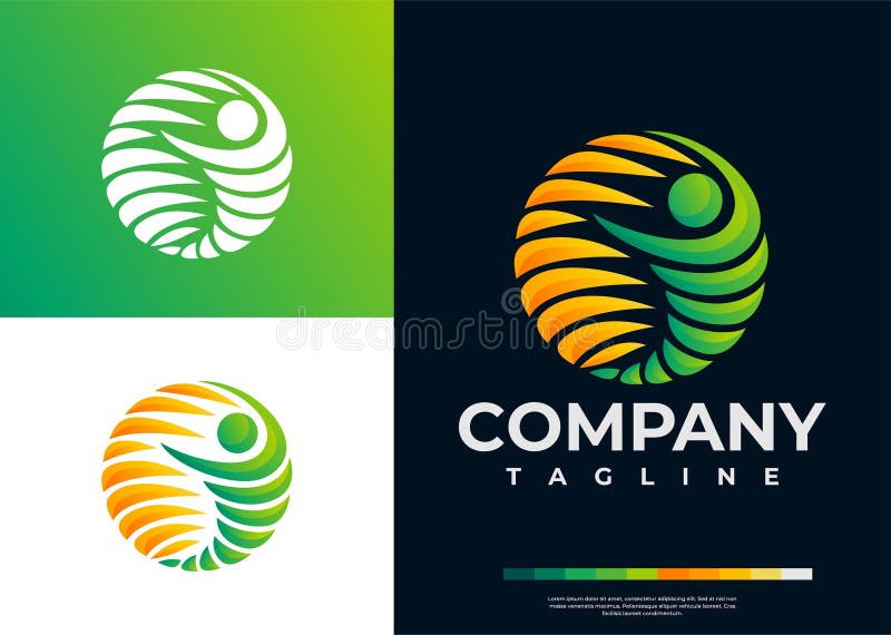 Gradient Abstract Human Sun Physical Logo Design Stock Vector ...