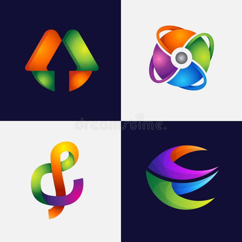 Gradient Abstract Logo Design Set Stock Vector - Illustration of ...