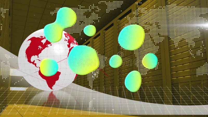 Gradient Abstract Shape Over Spinning Globe and World Map Against ...