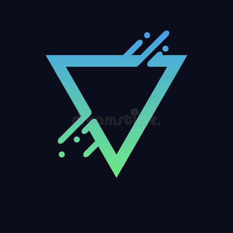 Gradient Abstract Triangle. Colorful Shape with Liquid Splash and Drops ...