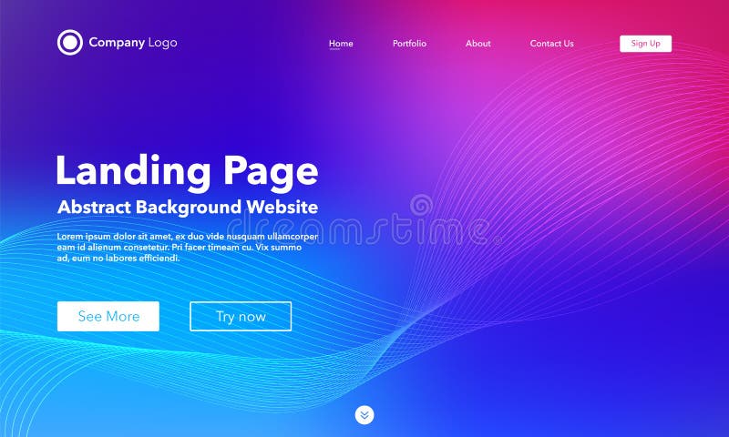 Gradient Abstract Wave Background. Landing Page. Template for Websites ...