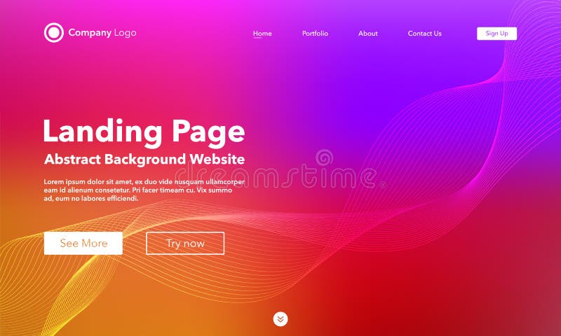 Gradient Abstract Wave Background. Landing Page. Template for Websites ...