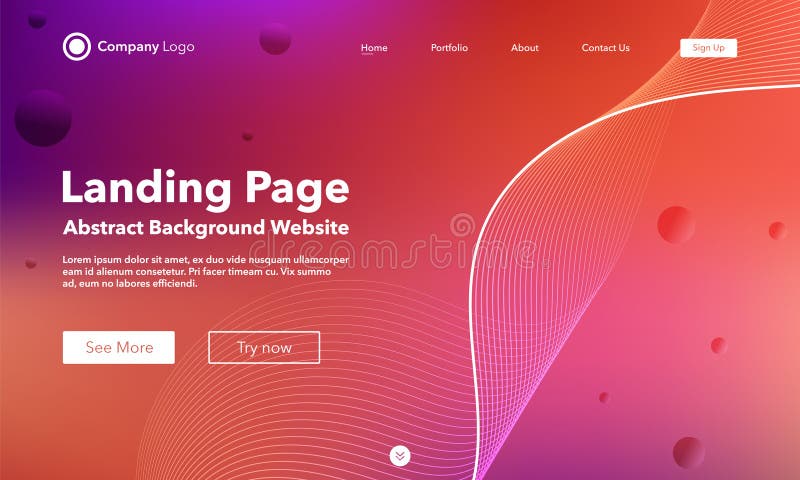 Gradient Abstract Wave Background. Landing Page. Template for Websites ...
