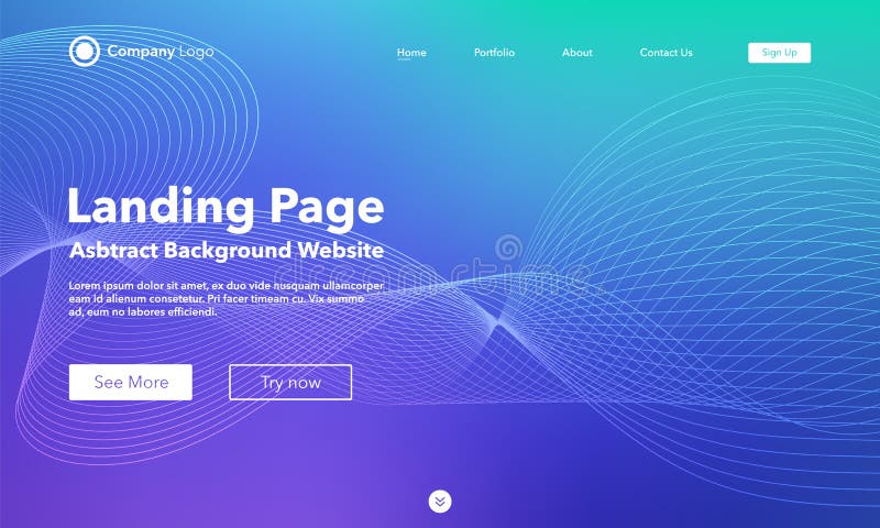 Gradient Abstract Wave Background. Landing Page. Template for Websites ...