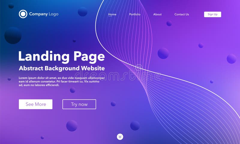 Gradient Abstract Wave Background. Landing Page. Template for Websites ...
