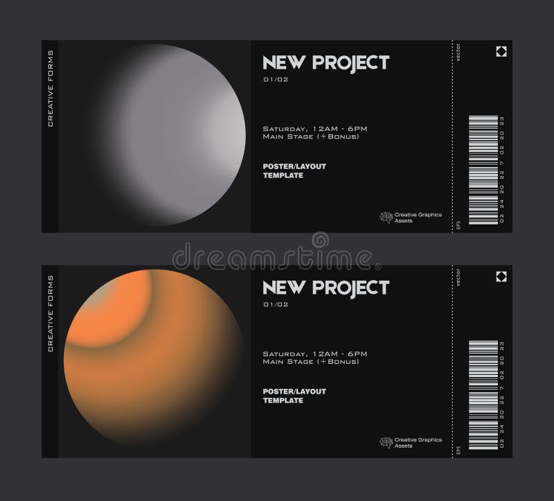 Gradient Aesthetic Art Modern Ticket Design Collection. Template Set ...