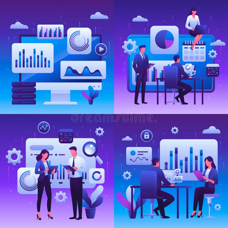 Gradient Analyst Data Illustration Set Stock Illustration ...