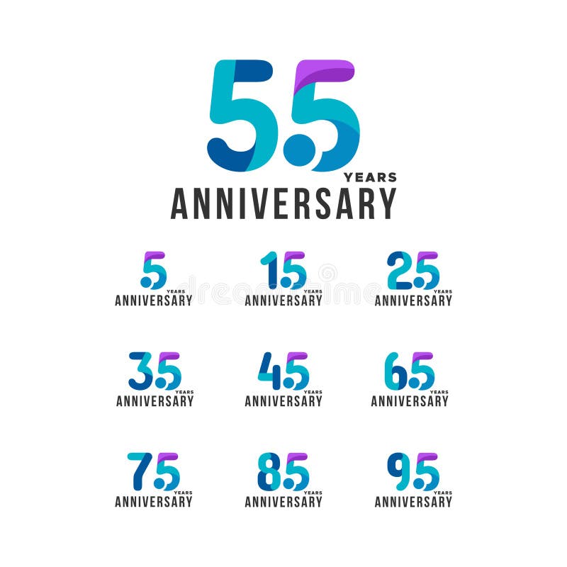Gradient Anniversary Number Vector Design Collection Stock Vector ...