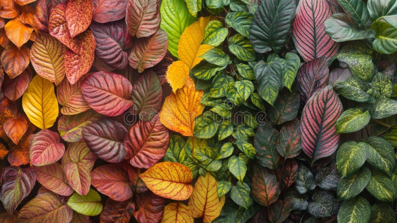 Gradient Array of Leaves Displaying Autumn Colors from Green To Red ...