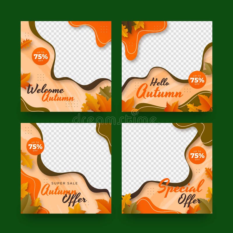 Gradient Autumn Instagram Posts with Photo Vector Illustration Stock ...