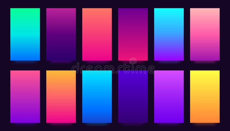 Modern Vivid Color Different Bright Gradients Set for UI UX Design on ...