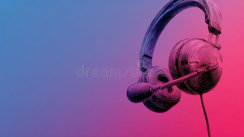 Gradient Background Featuring a Hand-Drawn Call Center Headset on the ...