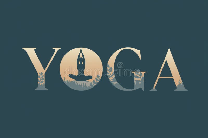 Gradient Background Frames the Word YOGA with Yoga Poses on the Sides ...