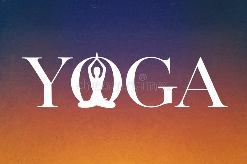 Gradient Background Frames the Word YOGA with Yoga Poses on the Sides ...