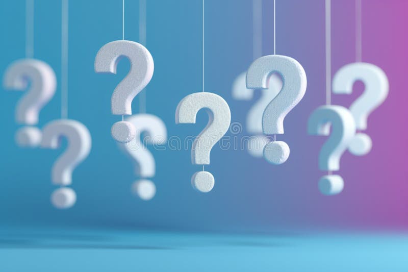 Gradient Background with Hanging White Question Marks Curious Concept ...