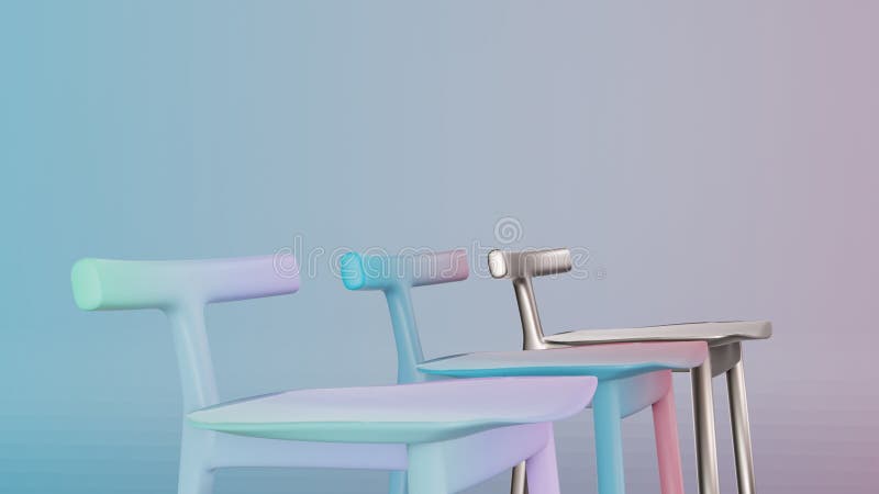 Three Colours Bar Stool in Gradient Background Stock Image - Image of ...