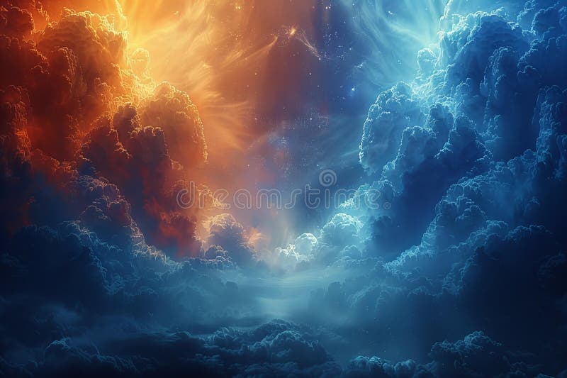 A Gradient Background with Two Contrasting Color Clouds, One in Blue ...