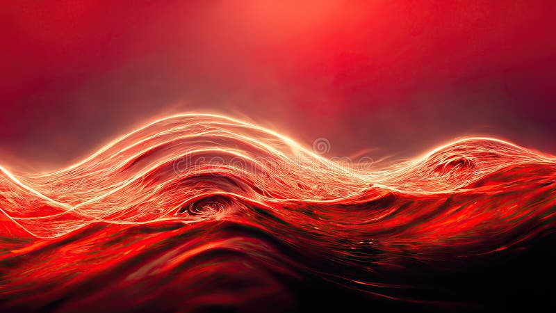 Gradient Background Waves in Red - Artificial Art Stock Illustration ...