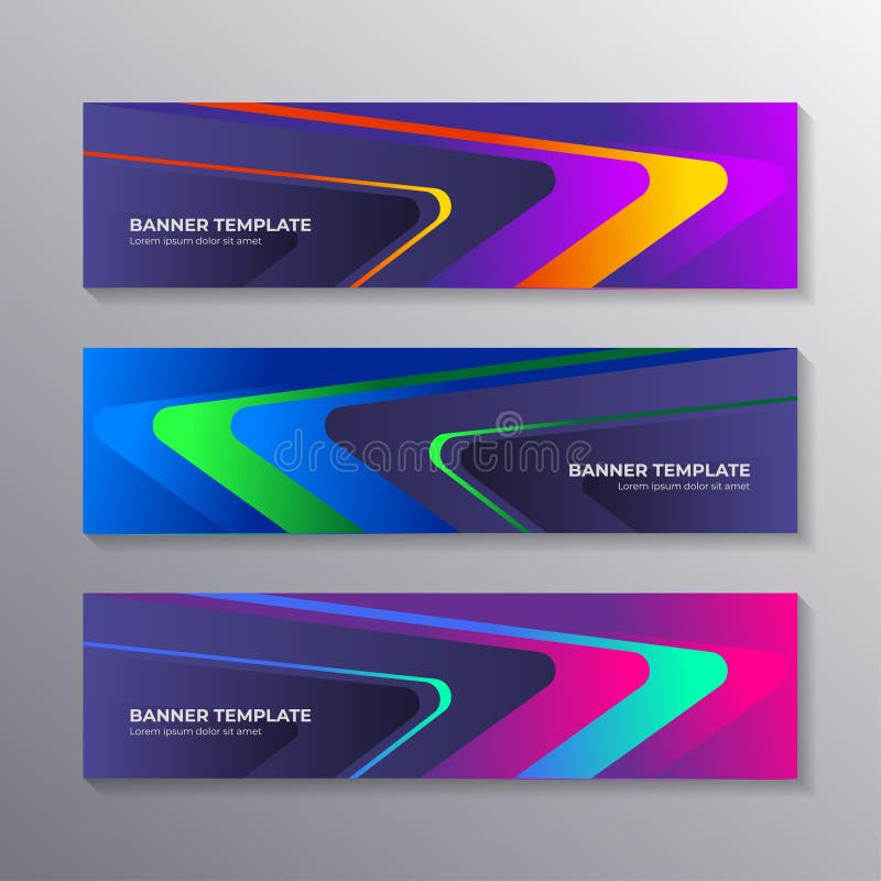 Gradient Banner Template, Modern Cool Geometric Shape Neon Glow ...